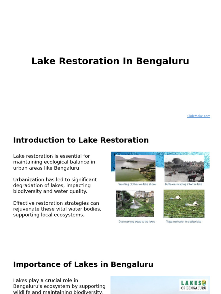 Lake Restoration in Bengaluru | PDF | Ecological Restoration ...