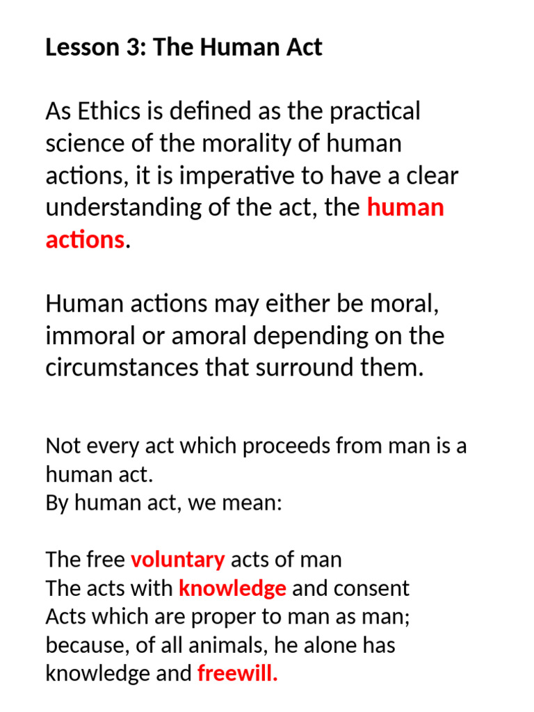Lesson 3 - Human Acts | PDF