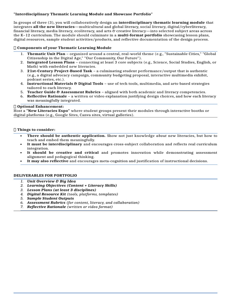 FINALS - New Literacies Project Template | PDF | Literacy | Learning