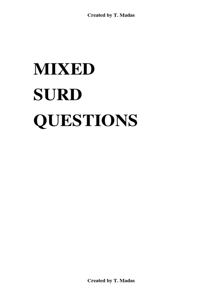 Surd - Exam - Questions 2 Aimm | PDF | Area | Mathematics