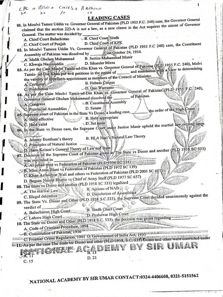 LAW GAT Most Reaparted MCQs by Sir Umer | PDF