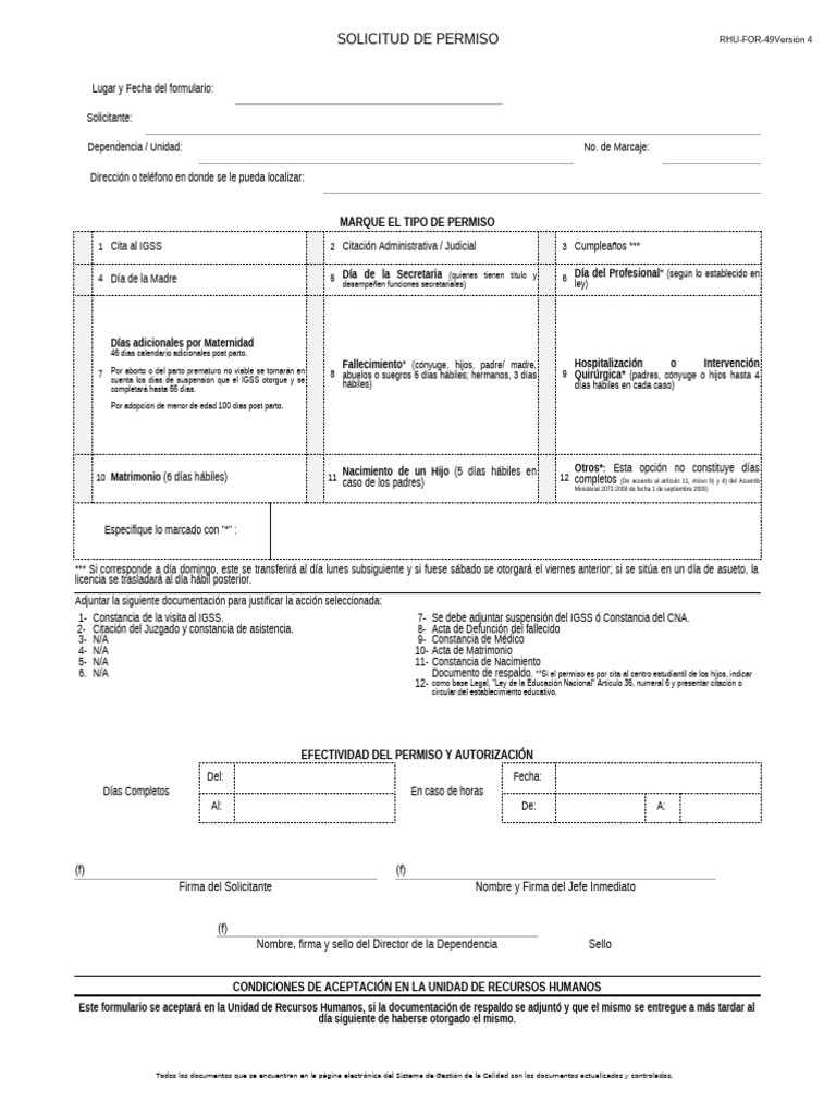 Solicitud de Permiso | PDF