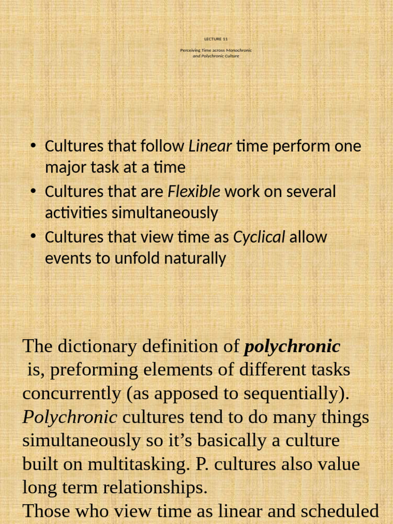 Time Perception in Cultures: Monochronic vs. Polychronic | PDF | Social ...