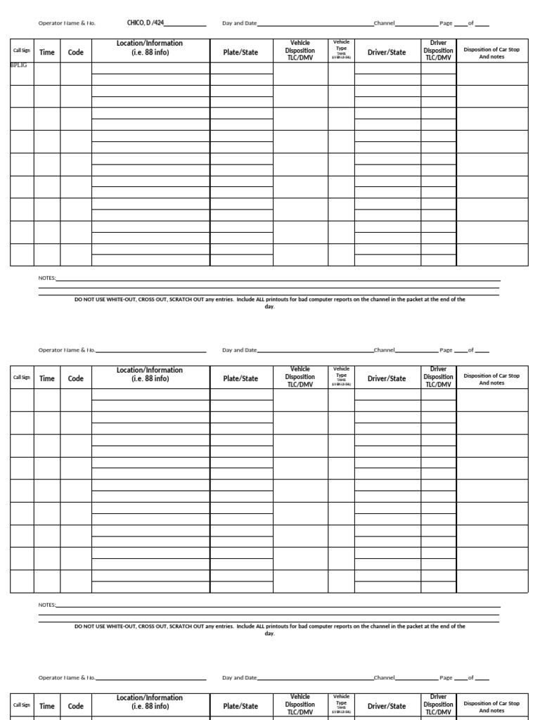 Daily Vehicle Stop Report Template | PDF | Department Of Motor Vehicles ...