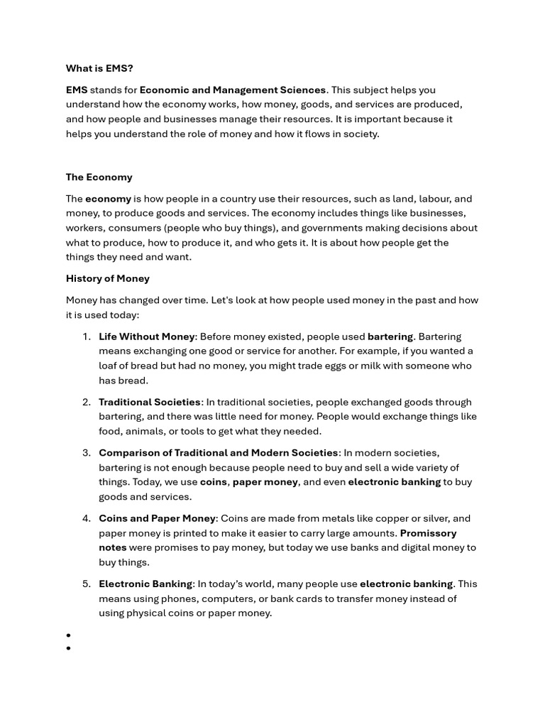 Understanding Economic and Management Sciences | PDF | Money | Economies