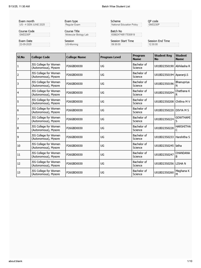 4 Sem Practical Batches GMD230P | PDF