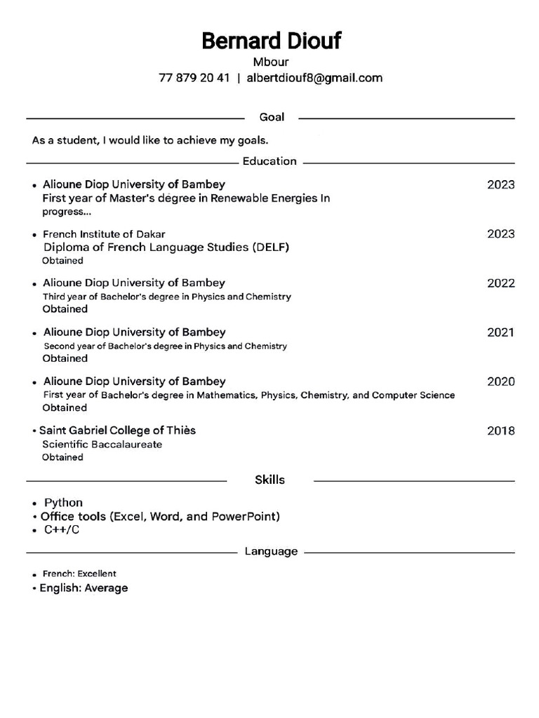 CV en Anglais | PDF