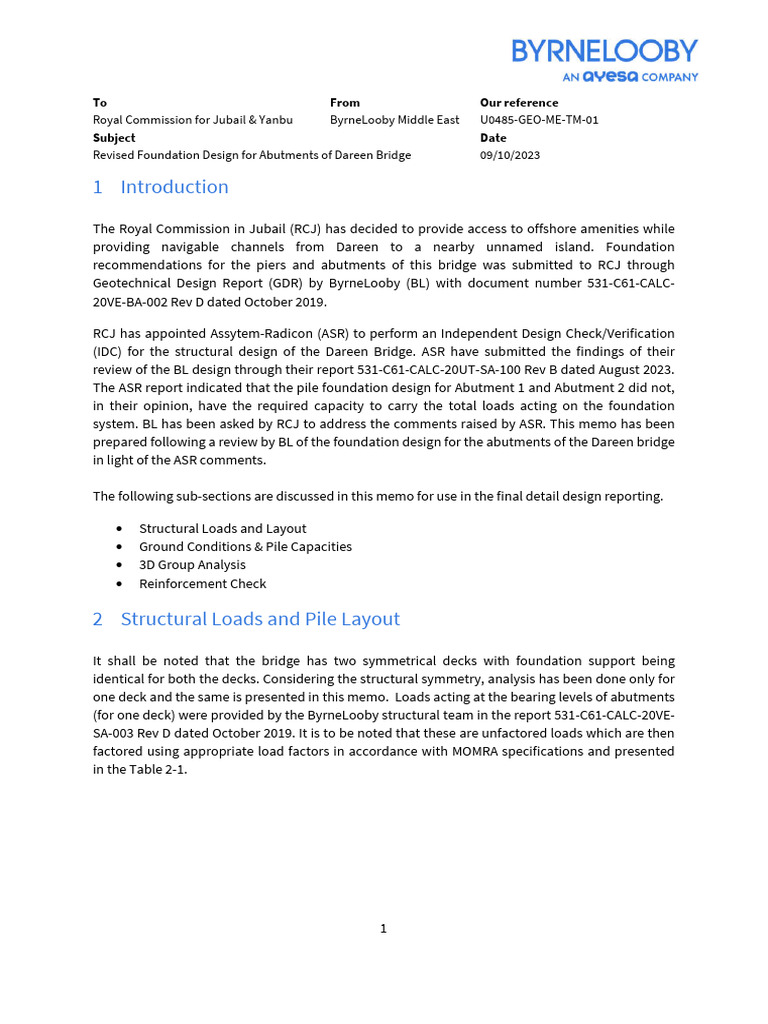 U0485-GEO-ME-TM-01 - Revised Foundation Design For Dareen Bridge Abutments | PDF | Deep ...