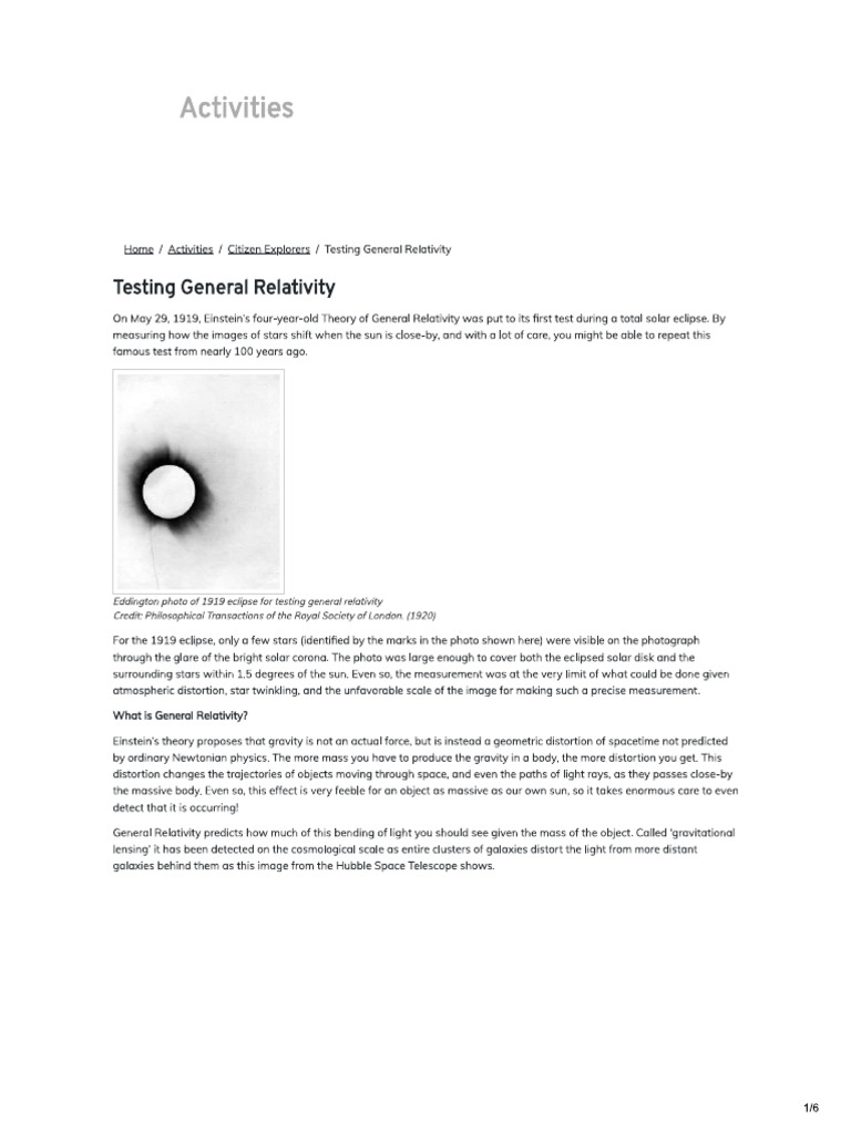 Testing General Relativity | PDF
