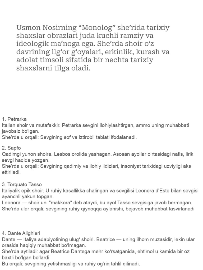 Usmon Nosir - Monolog | PDF