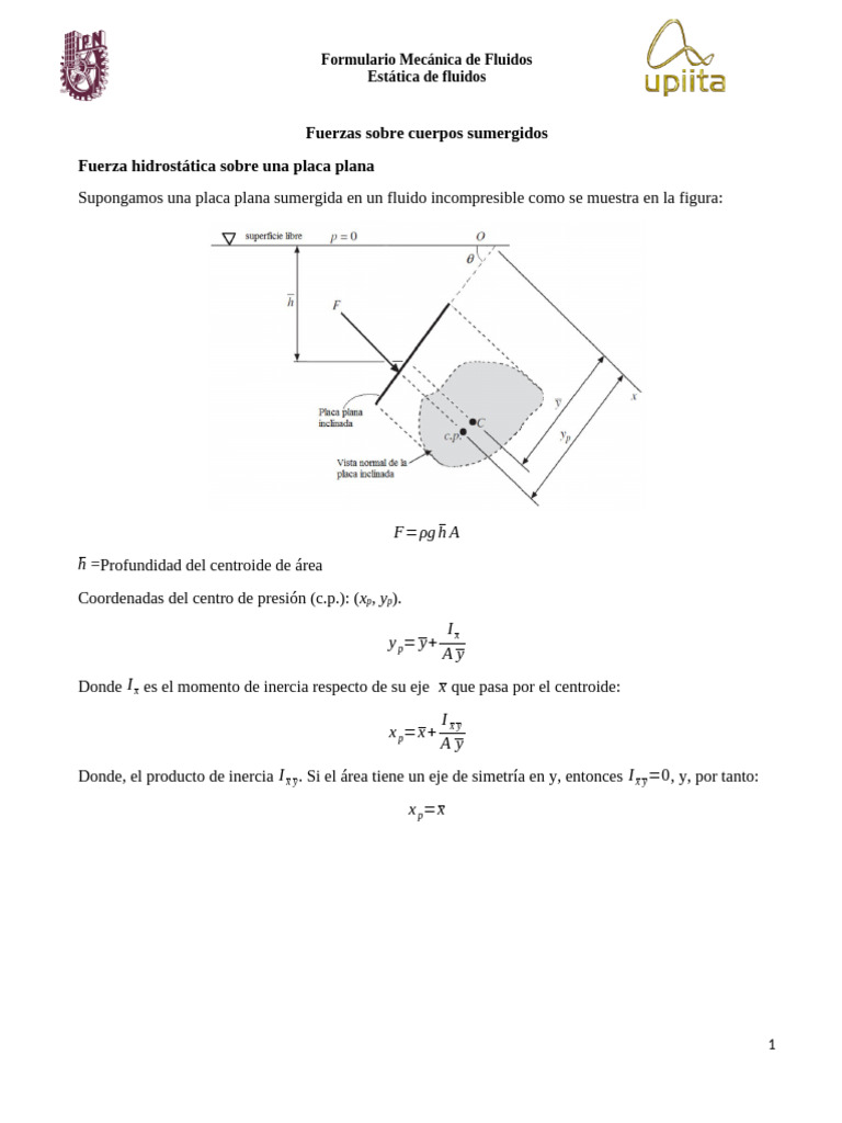 Formulario Estatica de Fluidos Actualizado Mar 2023 | PDF | Fluido | Mecánica de fluidos