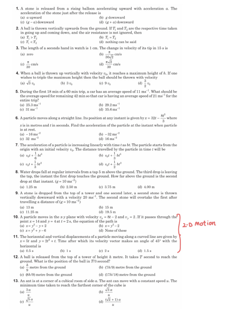 DPP 3 - Basic Kinematics | PDF