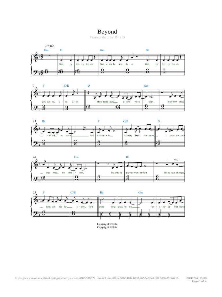 Beyond Moana 2 Sheet Music PDF | PDF