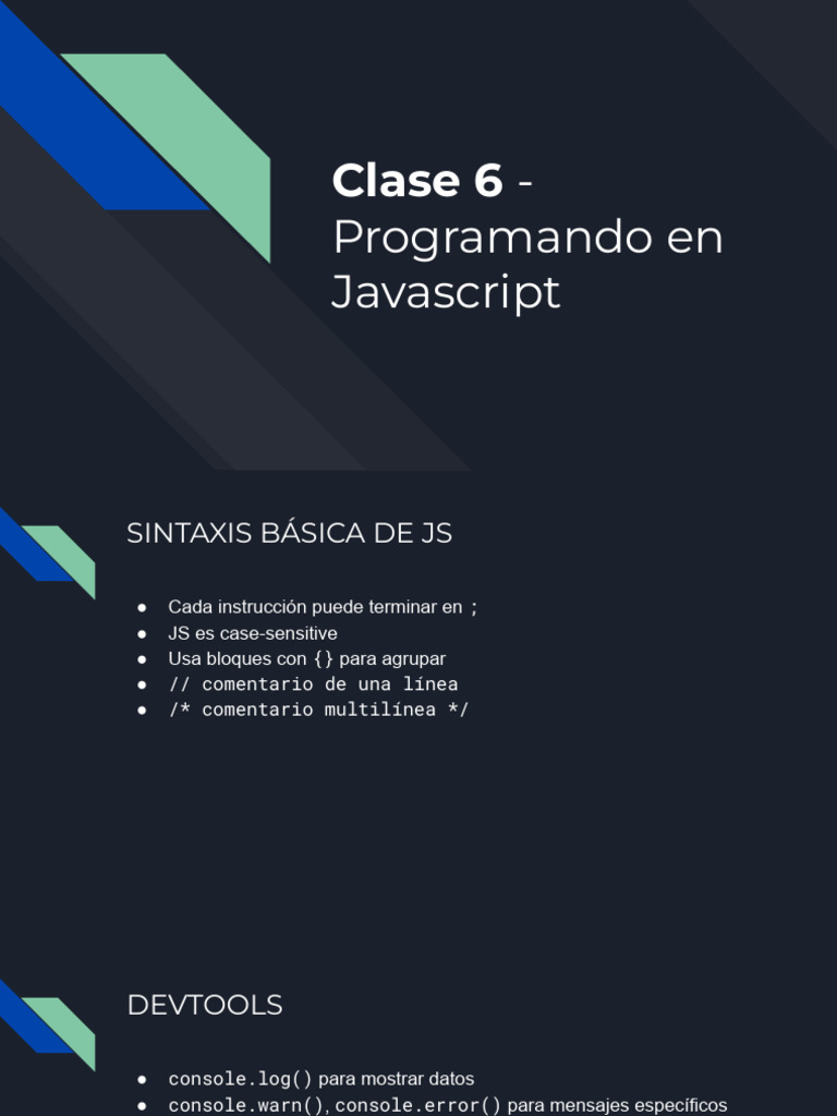 Clase 6 - Programando en Javascript | PDF | Programación de computadoras | Ingeniería de software