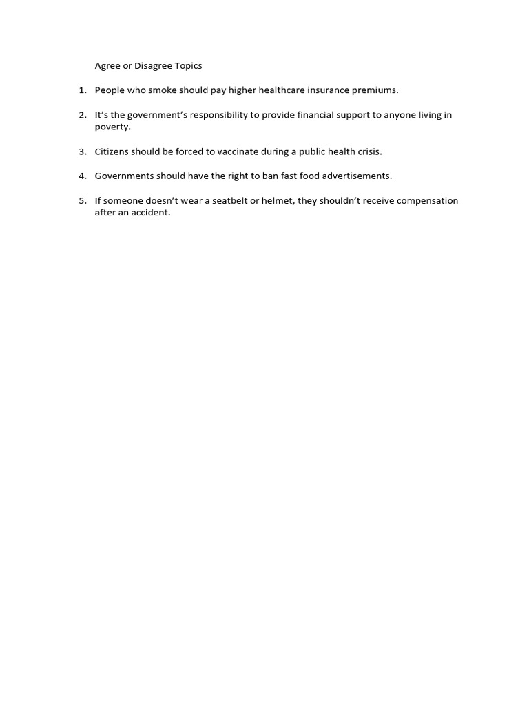 RISK - Agree or Disagree Topics | PDF