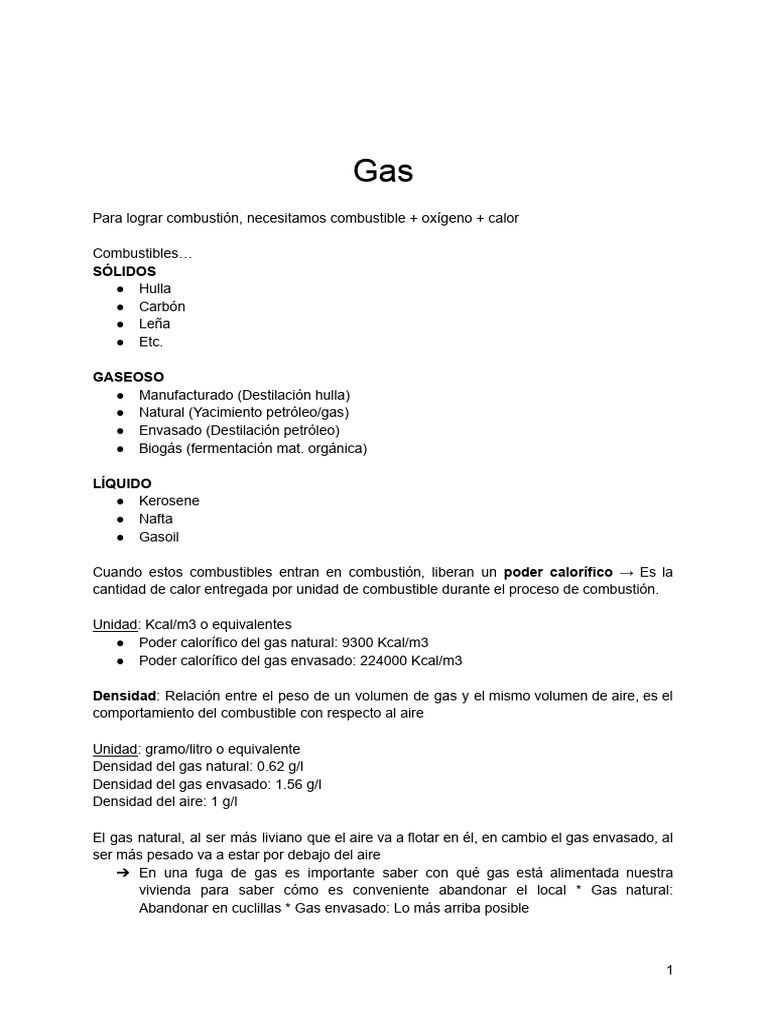 3 GAS - Resumen Final I1 | PDF | Combustibles | Gas natural