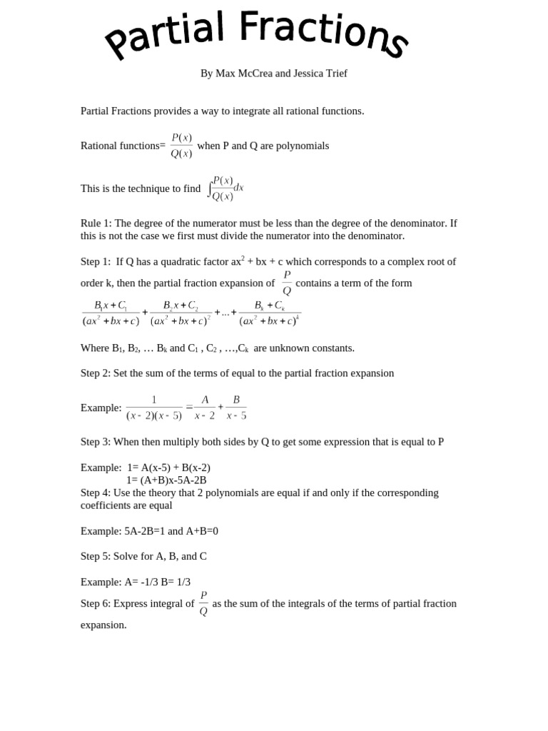 Partial Fractions - Integration by Parts | PDF | Mathematical Objects ...