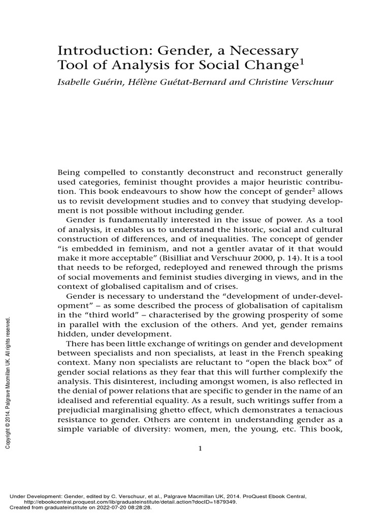 Introduction Gender A Necessary Tool of | PDF | Gender Studies | Feminism