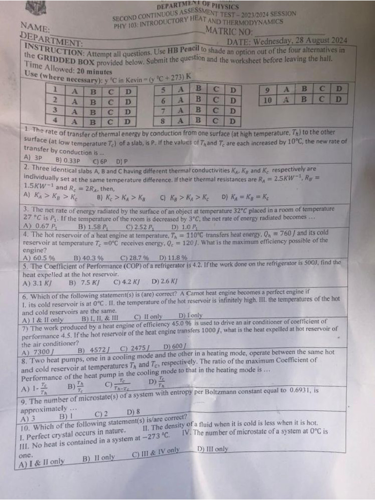 2023-24 Ca2 Phy 102&103 | PDF