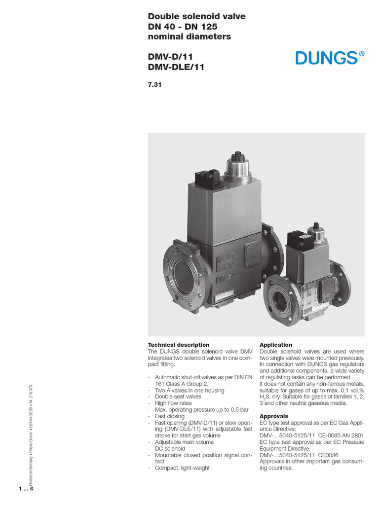218376 - DMV Double Block Shut-off valve | PDF | Valve | Gases