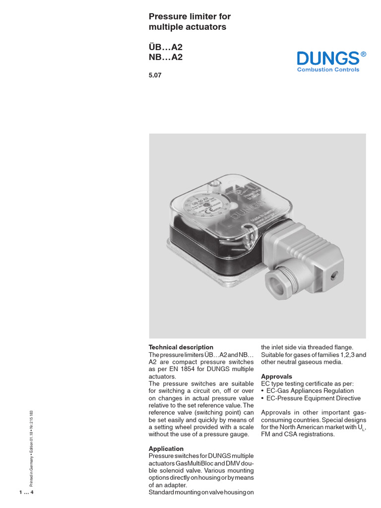 UB NB A2 Pressure Limiter | PDF | Switch | Valve