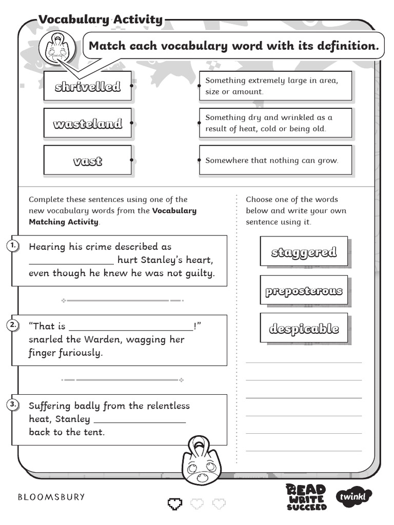 Lesson 1 - Vocabulary Activity Sheet | PDF
