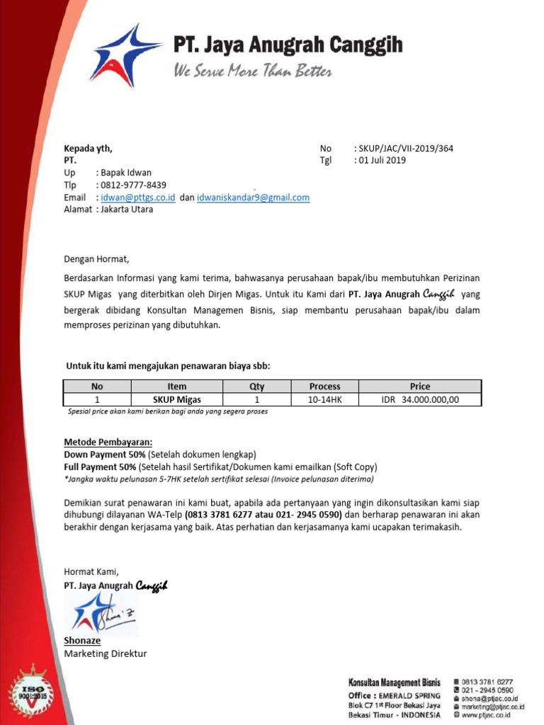 Penawaran dan Persyaratan SKUP | PDF