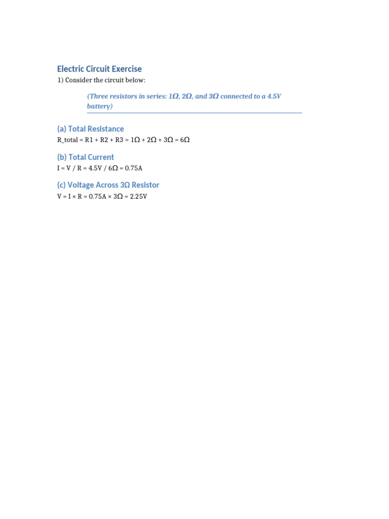 Electric Circuit Exercise | PDF