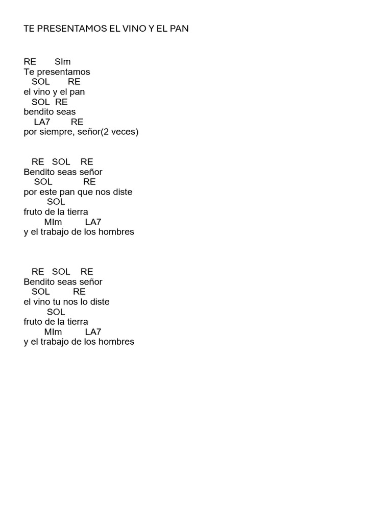 Te Presentamos El Vino y El Pan | PDF