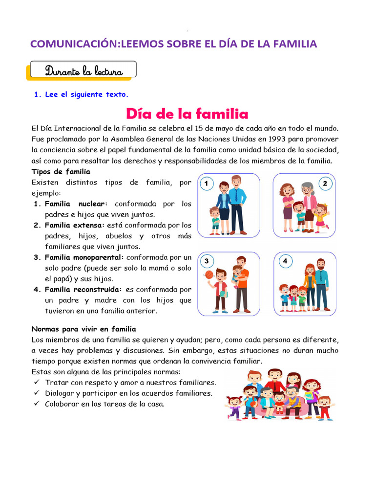 Fecha Civica Ficha Dia de La Familia1 | PDF