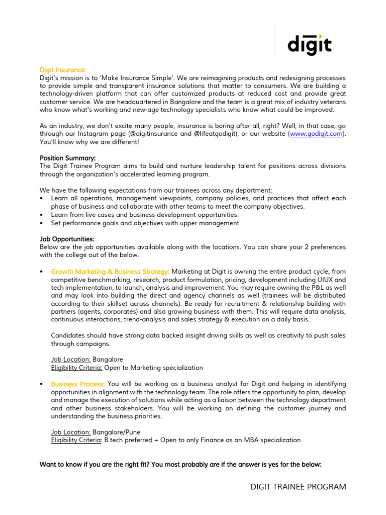 Job Description - Management Trainee | PDF | Marketing | Discrimination