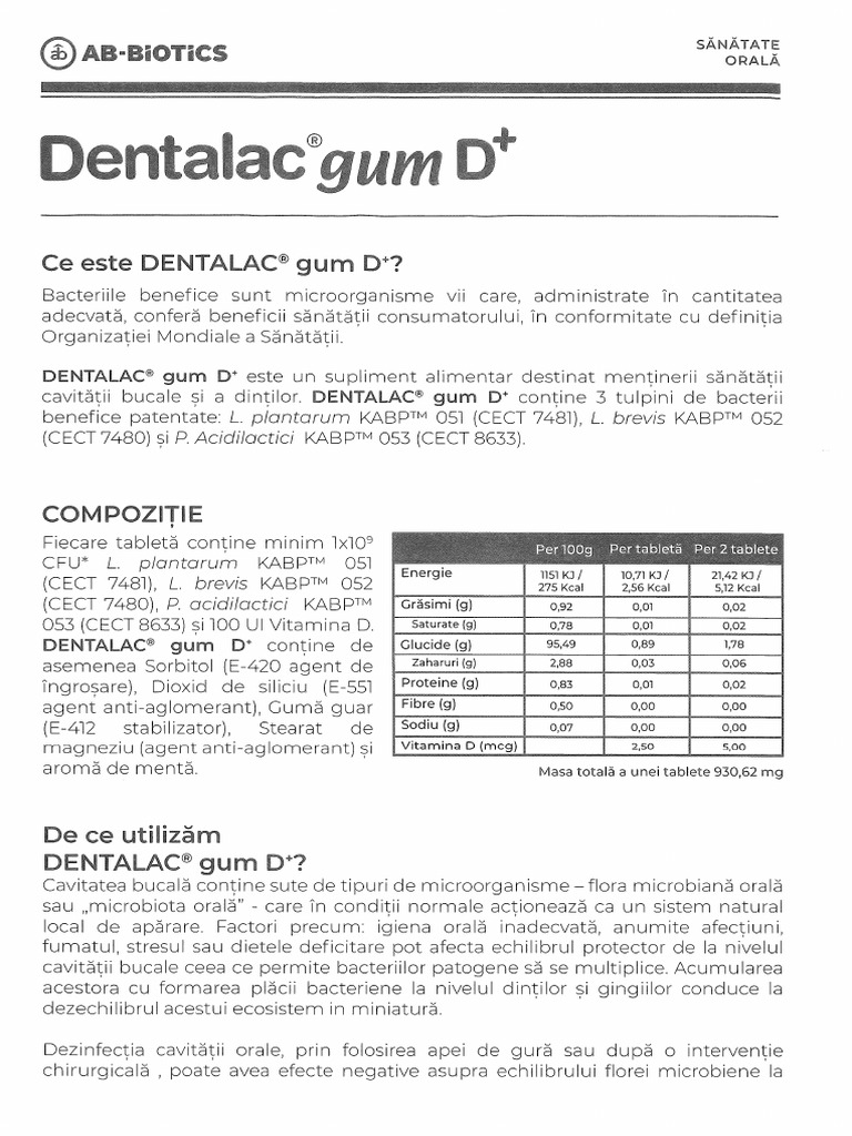 dentalac-gum-d-30-tablete-ab-biotics-5990 | PDF