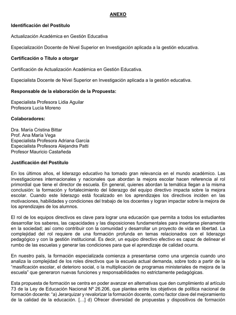 ANEXO - AA en Gestion Educativa y ED de NS en Investigacion Aplicada A ...