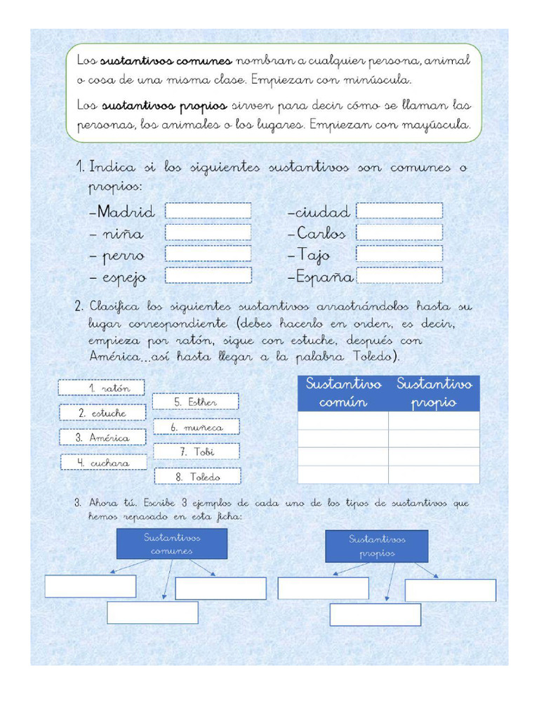 Nombres comunes y propios | PDF
