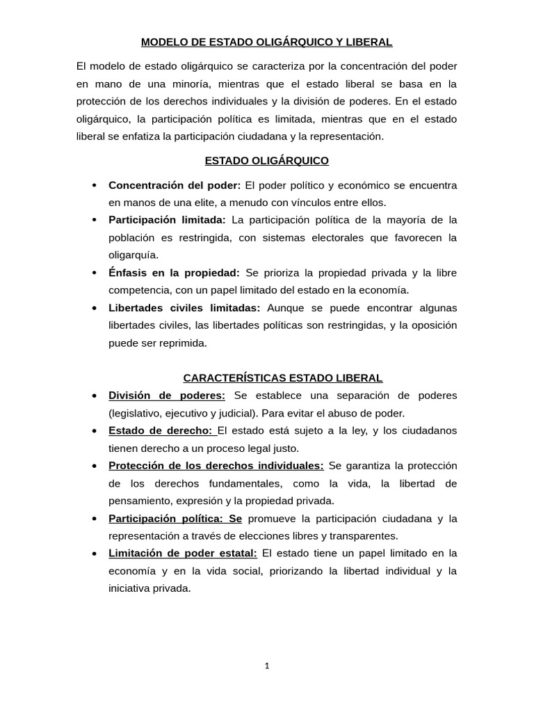 Modelos de Estado | PDF | Separación de poderes | Liberalismo