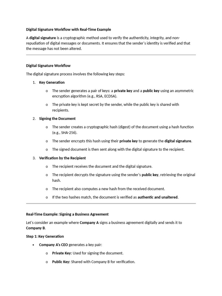 Digital Signature Workflow With Real | PDF | Public Key Cryptography ...