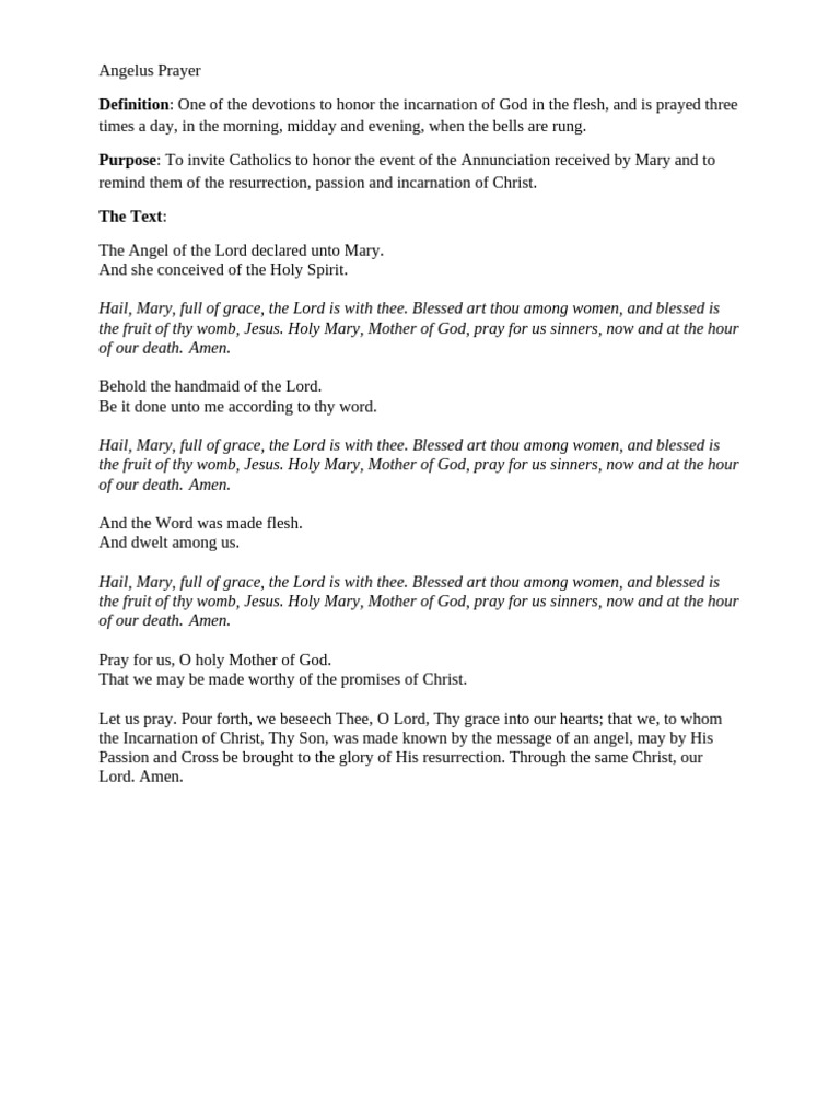 Angelus Prayer | PDF