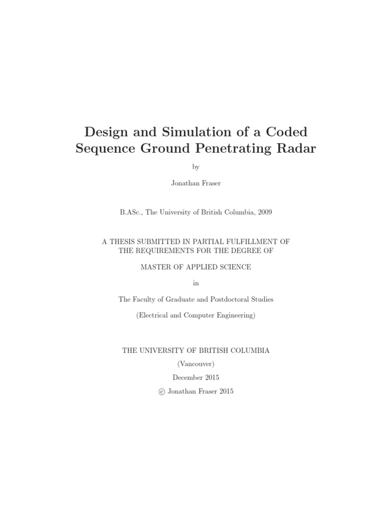 Design and Simulation of a Coded sequence Ground Penetrating Radar ...
