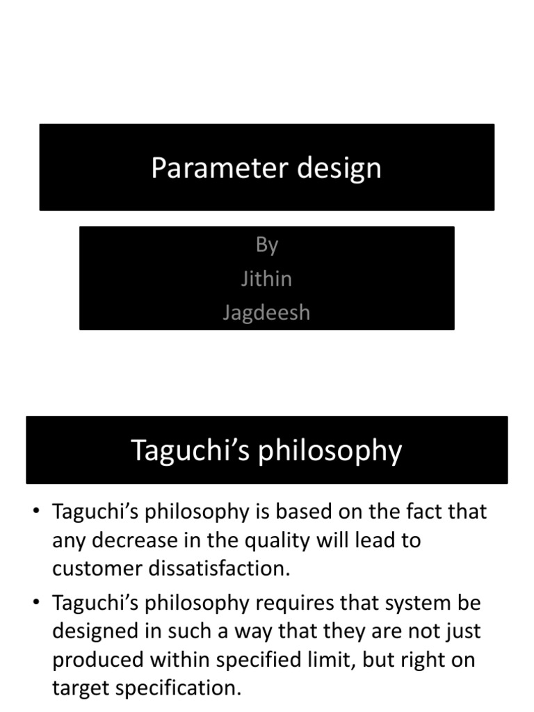 Parameter Design in Taguchi's Method | PDF | Business