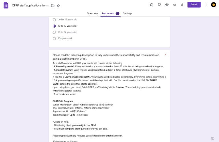 CPRP Staff Applications Form - Google Forms | PDF