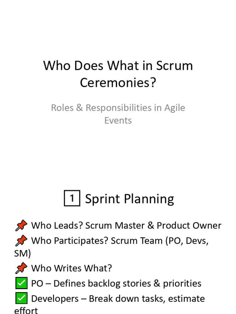 Who Does What in Scrum Ceremonies | PDF