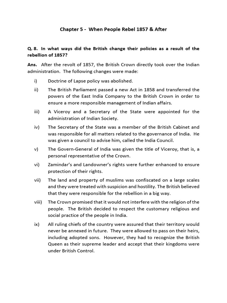 History Chapter 5 Question 8 | PDF