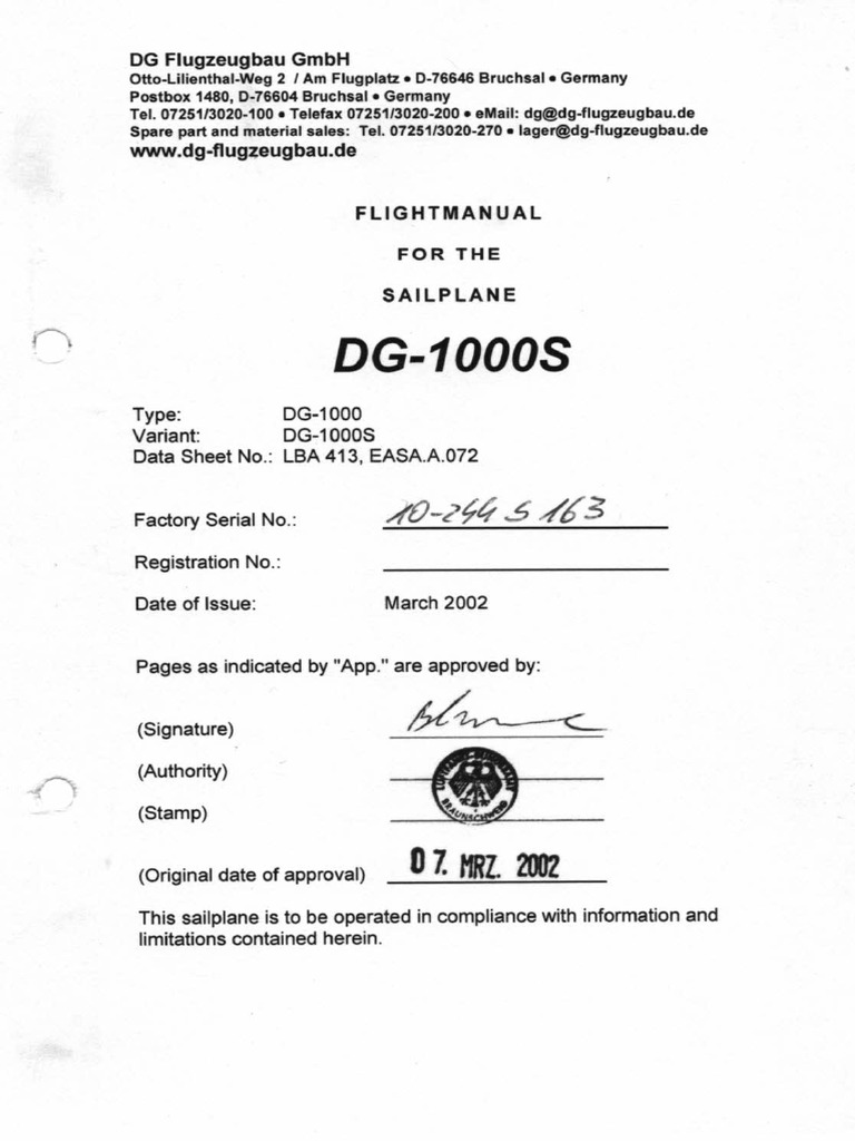 DG1000S Flight Manual | PDF