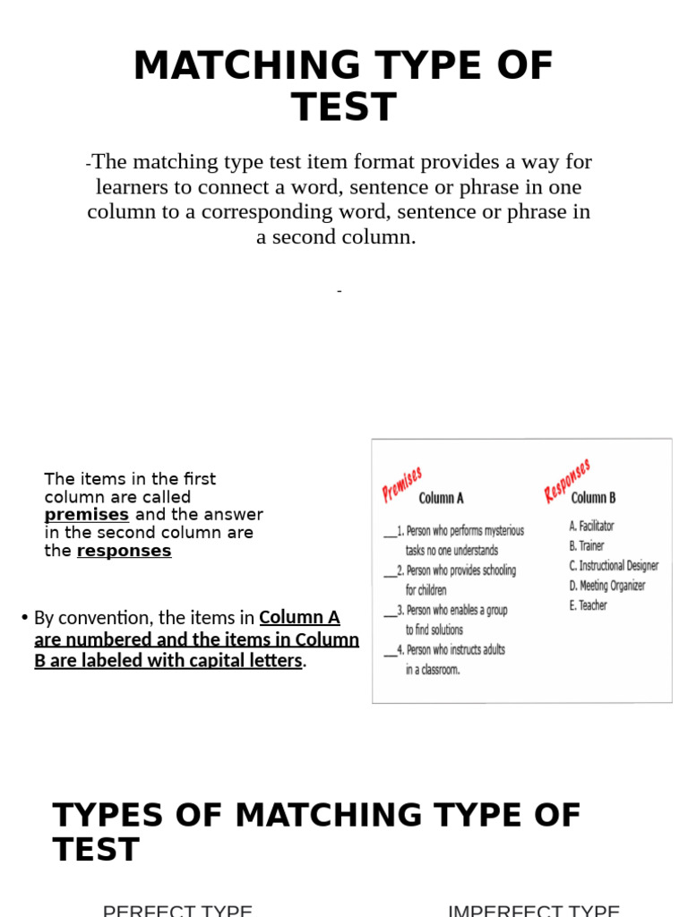 MATCHING-TYPE-OF-TEST | PDF