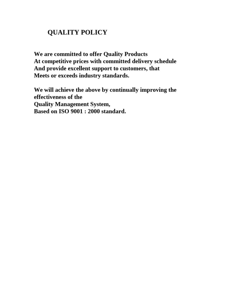 Quality Policy | PDF