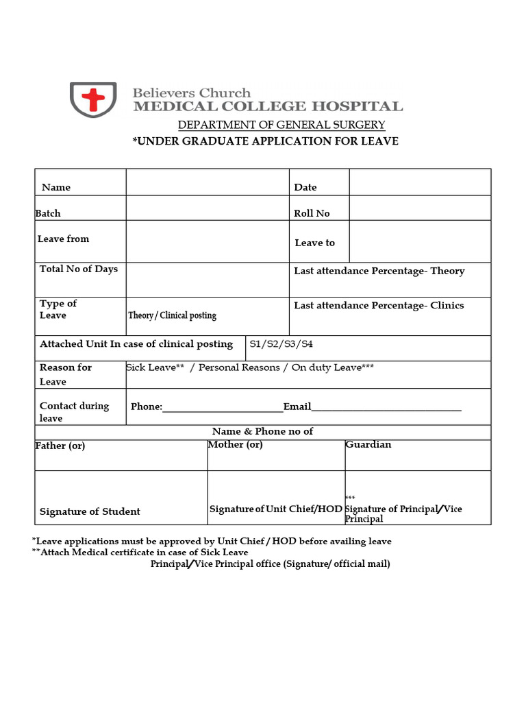 Leave Application Guidelines for Students | PDF
