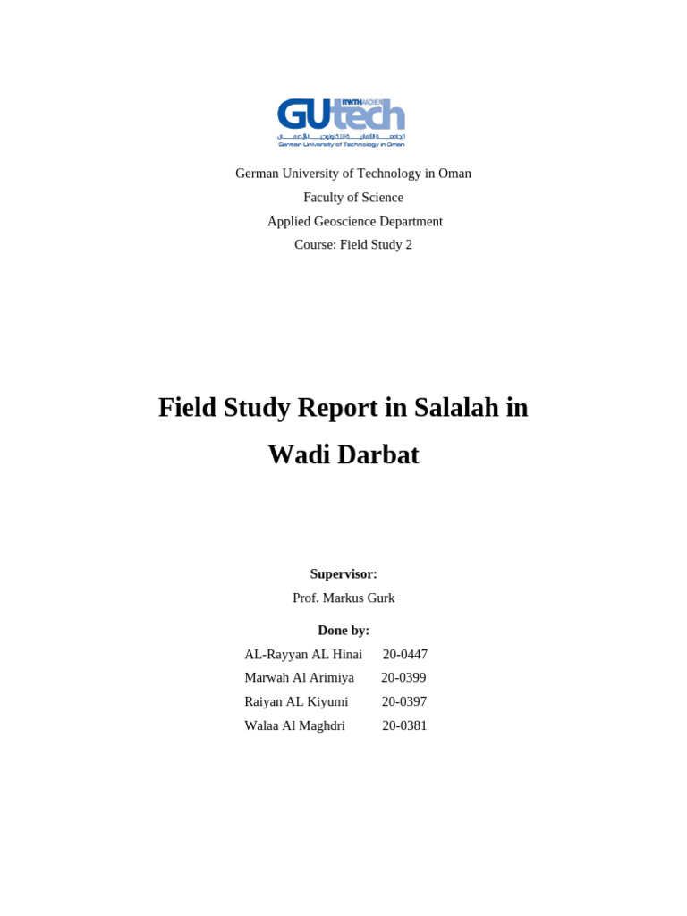 Field Study Report | PDF | Earth Sciences