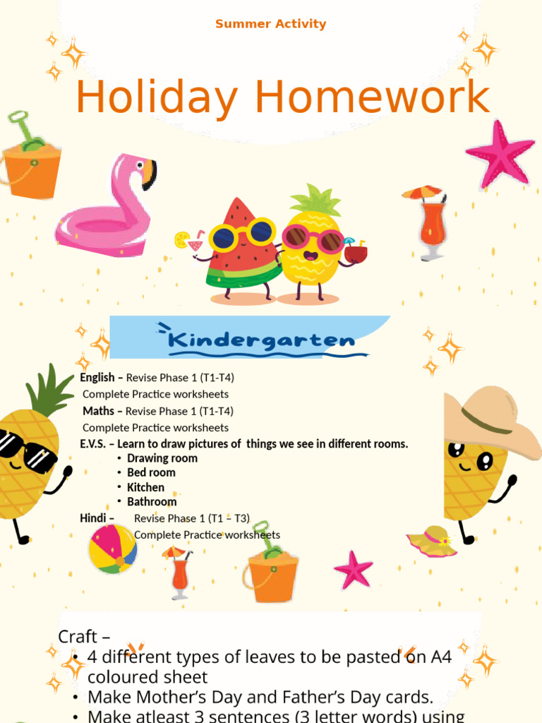 Holiday Homework KG | PDF