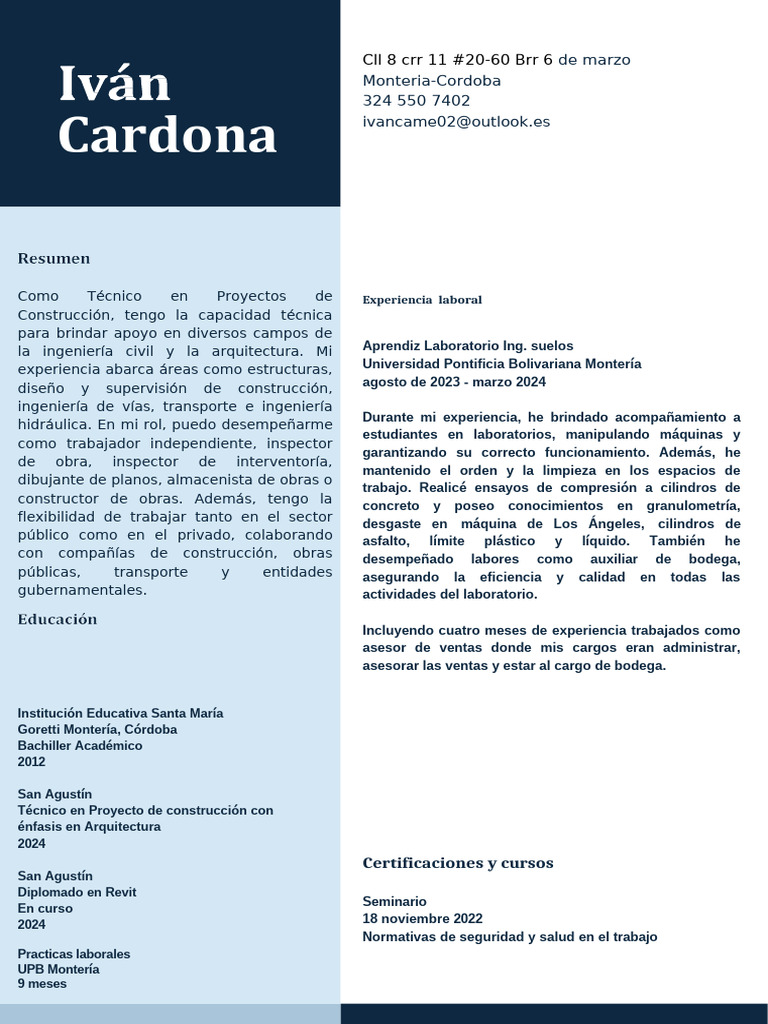 Ivan Cardona HV - PDF Medellin | PDF | Laboratorios