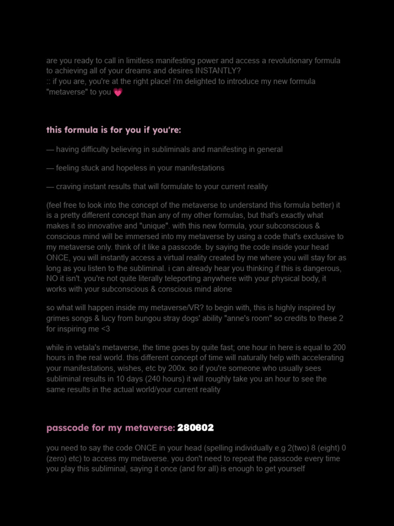 ? Metaverse Formula Description | PDF | Mind | Psychological Concepts